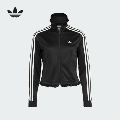 adidas阿迪达斯三叶草夹克秋女针织Firebird褶皱漏斗领外套LG4308