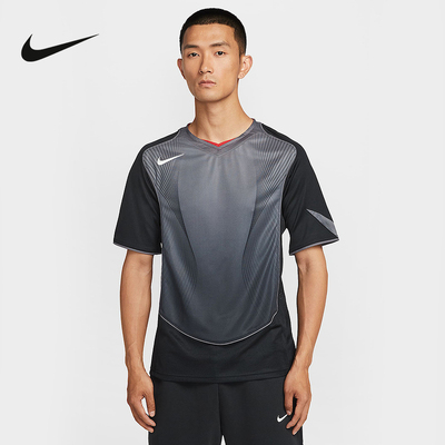 NIKE耐克男子速干短袖足球球衣夏新款复古针织半袖T恤HV1179-010