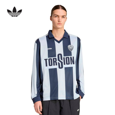 adidas阿迪达斯撞色V翻领Britcore足球衣2026春男长袖上衣 HZ3787