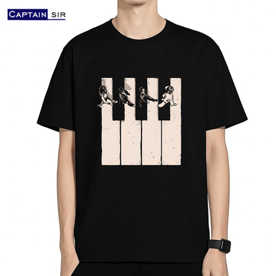 披头士钢琴恶搞复古短袖T恤
