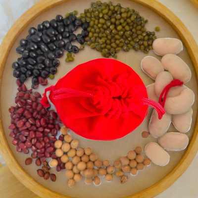 乔迁风水布局招财五行豆白豆绿豆黑豆黄豆红豆芸豆红袋紫袋五色豆