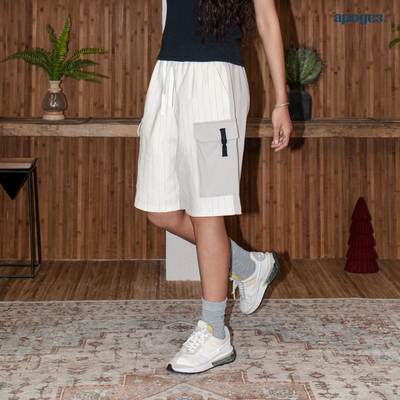 APOGE3阿保机 夏季彩条运动宽松休闲工装短裤男潮牌五分裤美式女