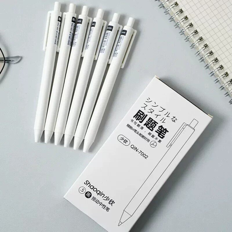 简约刷题小白笔ins高颜值按动中性笔学生0.5黑色考试笔红色蓝色笔
