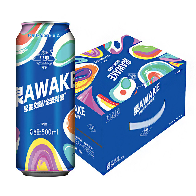 雪花泉城全麦觉醒AWAKE500ml*12罐全麦精酿口味纯正轻松享受