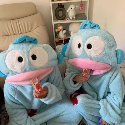 连体丑鱼抽象冬季加厚睡袍