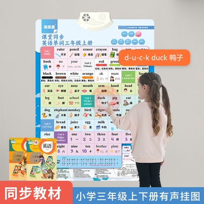 220挂图墙贴英语单词卡SightWords幼儿园英文启蒙儿童教具有声
