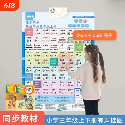 220高频词挂图墙贴英语单词卡SightWords启蒙儿童教具有声识字