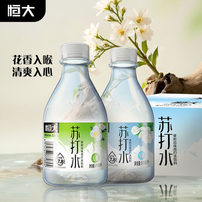 恒大茉莉花味苏打水370ml瓶装饮料原味饮品整箱无糖荔枝矿泉水