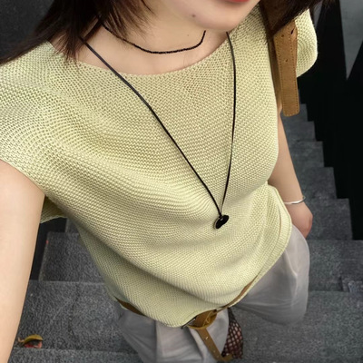 圆领针织马甲女上衣女