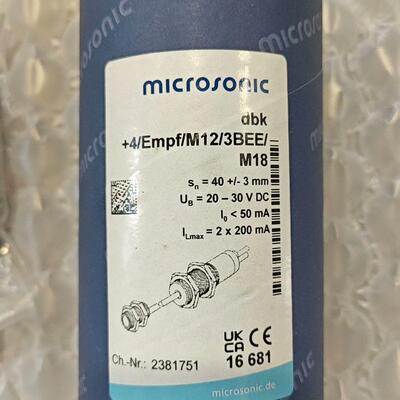 dbk+4/Empf/M12/3BEE/M18 超声波传感器 microsonic威声议价维修