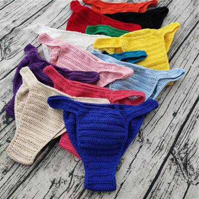 Men Women Breathable Underwear Hand Crochet Low Rise Swimmin