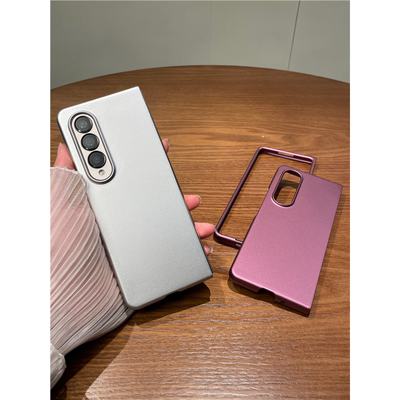 小众高级感酒红色超薄肤感ins适用三星zfold4手机壳新款GalaxyW23高档折叠屏W22韩国翻盖防摔Fold3保护套男