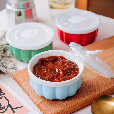 seabed餐具陶瓷带盖调料碗蒜末姜葱冰箱保鲜密封小碗家用烤碗料碗