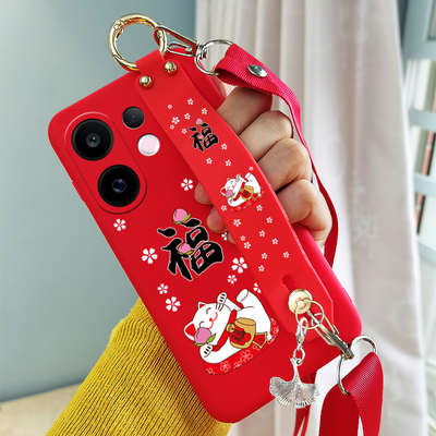适用红米note12pro极速版手机壳腕带套speed斜挎背22101320C新年挂脖卡包软壳新学生新款手腕吊坠支架软包边
