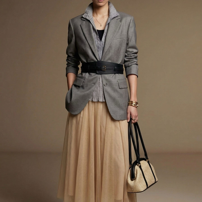 多多适百搭显瘦气质西装（含49.3羊毛）(不含下装+内搭+腰带)Y520