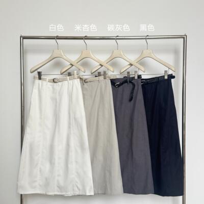 多多感半裙韩系百搭高腰显瘦a字大裙摆伞裙半身裙(配腰带)23035-1