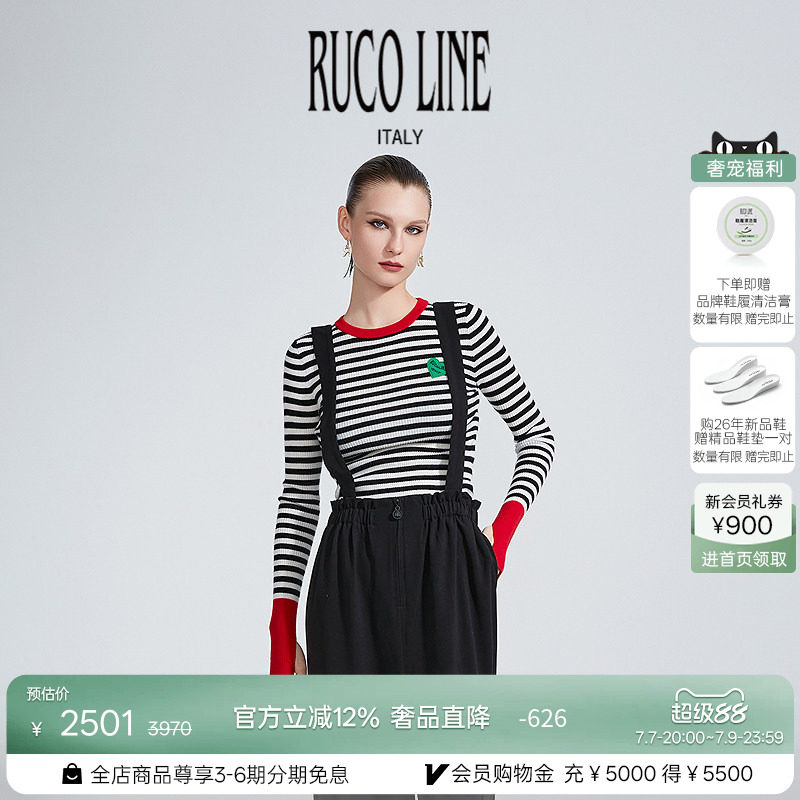Ruco Line如卡莱新款直筒背带裤女士简约高腰工装阔腿裤