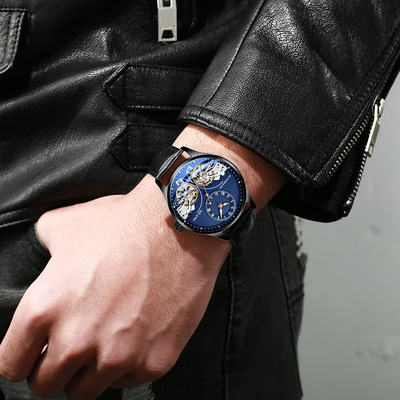 AILANG艾浪手表双飞轮自动机械表表外贸时尚士手表