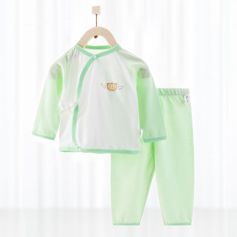 新生婴儿纯棉衣服夏薄款系带睡衣初生儿A类纯棉和尚服宝宝打底衣