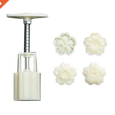 Mooncake Mold 4pcs 3D Cherry Stamps Barrel Hand Press Moon C