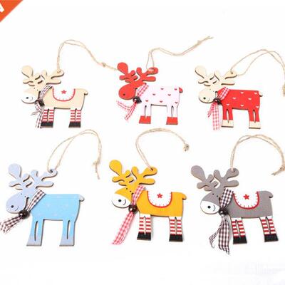 6 Pieces Christmas Tree Hanging Decoration Wooden Xmas Penda
