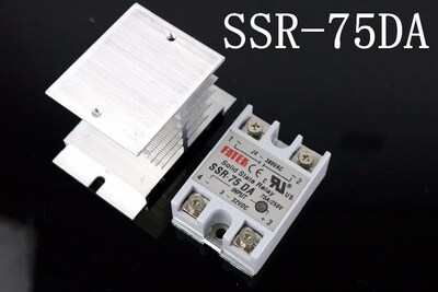 1 set SSR-75 DA + Radiator  Solid State Relais SSR 75A 3-32