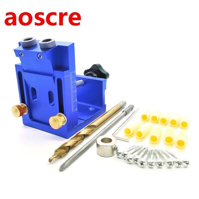 Adjustable Pocket Hole Jig Kit 9mm Angle Drill Guide Woodwor