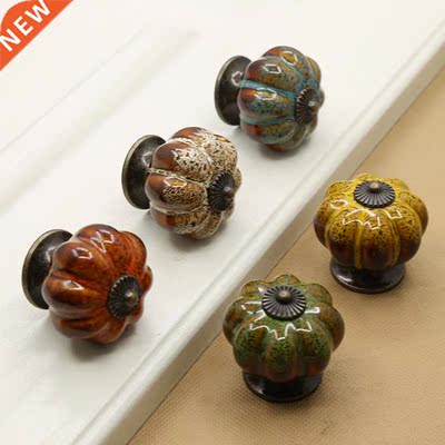 1PC 40MM Pumpkin Ceramic Pull Knobs For Dresser Knob Drawer