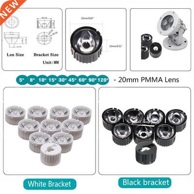 50PCS/lot 5 8 10 15 25 30 45 60 90 120 Degrees LED Lens 20mm