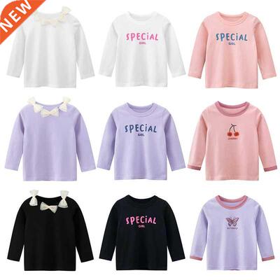 Kids T-shirt Children Grils Boys Long Sleeves White Tees Bab