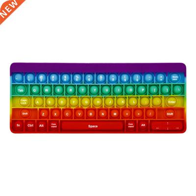 Keyboard Rainbow Push Bubble Popper Fidget Toys Soft Squishy