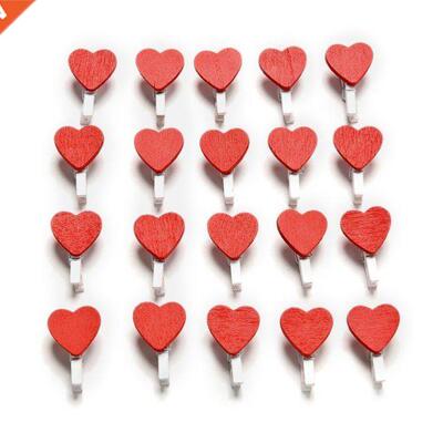 20Pcs/Pack Lovely Kawaii Heart Love Wooden Clothes Photo Pap