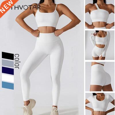 2022 New 7Piece Seamless Yoga Set Women Fitness Suits Crop T