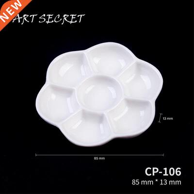 Samina New Mini Round White Paint Palette CP-106 Tray Cerami