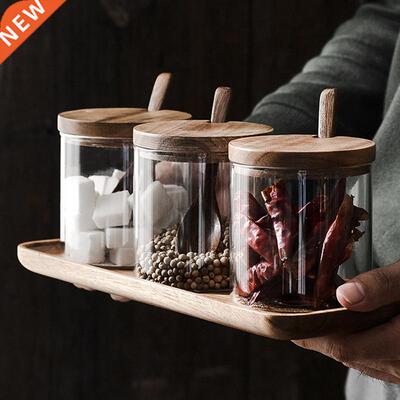1Pcs Ktchen ng Jar Glass Spce Contaner Salt Jars C