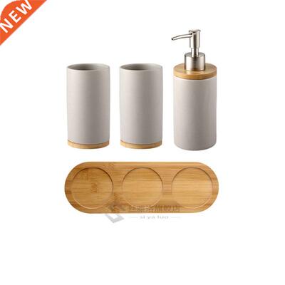 Ceramic Bamboo toothbrush holder cup Bathroom accessories se