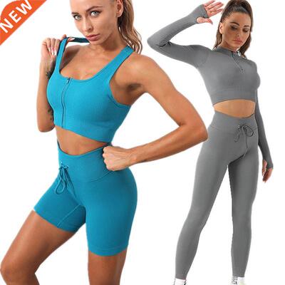 Seamless Yoga Set Zpper Long Sve Shrts Sport Sut Draws