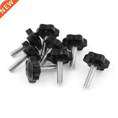 8 Pcs Black Spare Part M8 x 0mm Male Threaded Knurled Grip