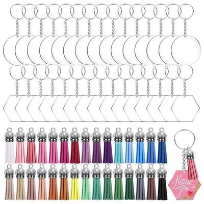 30 Pcs Acrylic Blanks Clear Discs(15 x Round,15 x Hexagon) w