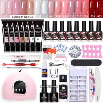 Nails Poly UV Gel Nail Kit Gel For Extension Set Lamp Nail