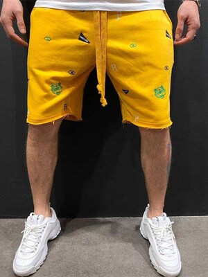 nds Brand Shorts Male Beggar Shorts Embroidered Fashion 5 Pi