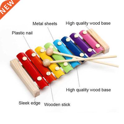 Wooden Xylophone Musical Instrument 8 Tones Toys Multicolor