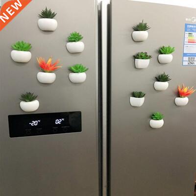 1pc Fridge Blackboard Magnet Sticker Artificial Potted Succu