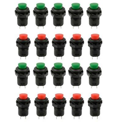 20 Pcs 1.2inch Thread Green & Red Cap SPST Latching Type