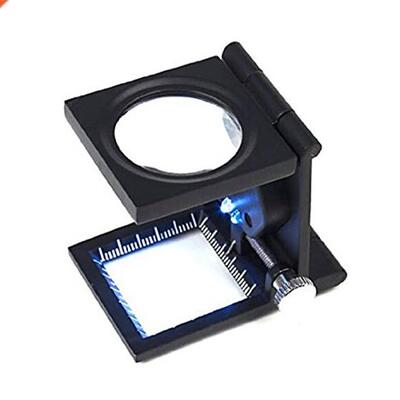 Three-Folding 8X Magnifier with 2 LED Lights Scale