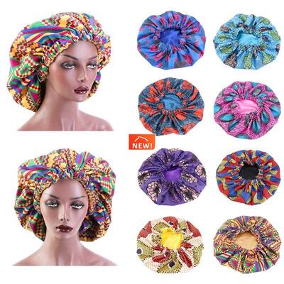 38cm Large Print Satin Bonnet Hair Caps Sleep African Patter