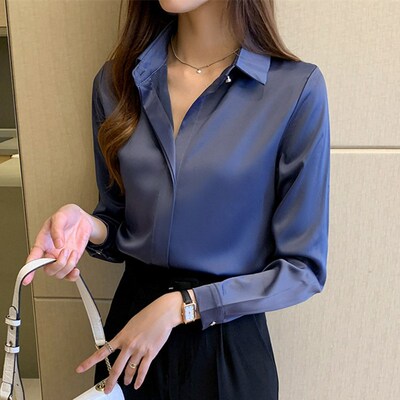 Silk Shirts Women White Shirt Women Long Sleeve Shirts Blous