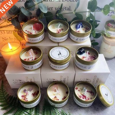 Golden Tin Box Aromatherapy Candles Crystal Salt Stonedried