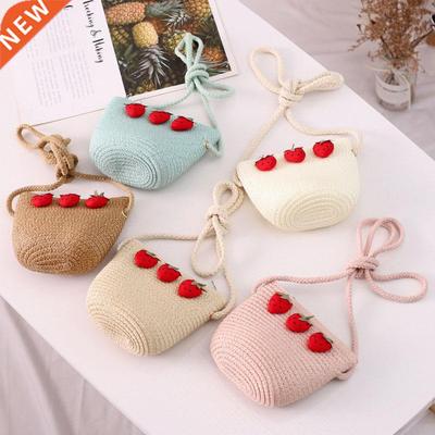Cute Strawberry Children Straw Coin Purse Girls Good Birthda