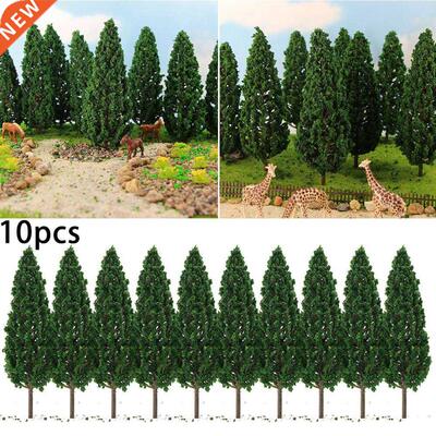 10pcs Model Pine Trees Plastic Green Train Artificial Miniat